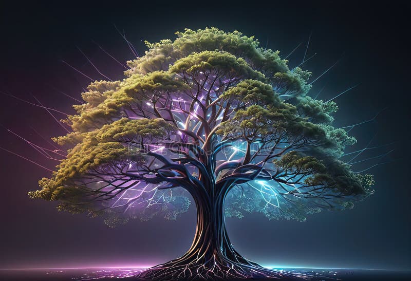 Illustration of a Tree with Branches Seamlessly Integrated into a ...