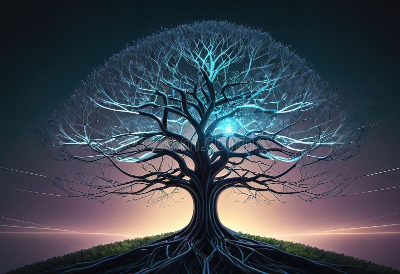 Illustration of a Tree with Branches Seamlessly Integrated into a ...