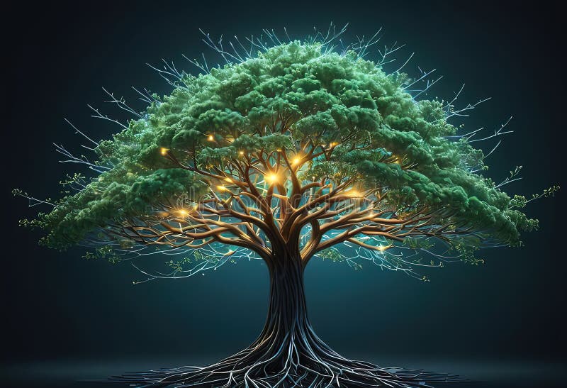 Illustration of a Tree with Branches Seamlessly Integrated into a ...