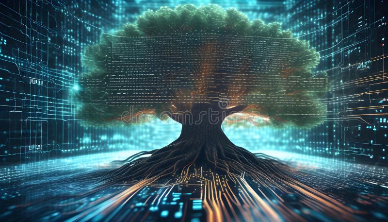 Illustration of a Tree with Branches Seamlessly Integrated into a ...