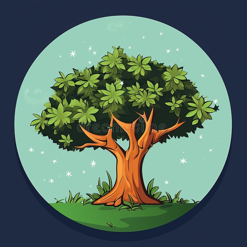 An Illustration of a Tree in a Circle Stock Illustration - Illustration ...