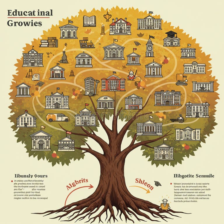An Illustration of a Tree Filled with Educational Icons Symbolizing ...