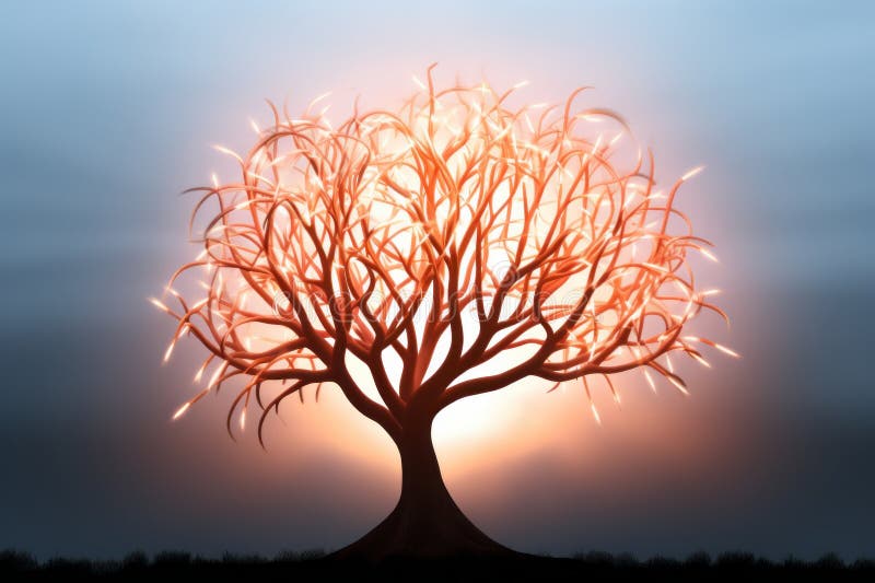 An Illustration of a Tree with Flames Coming Out of it Stock ...