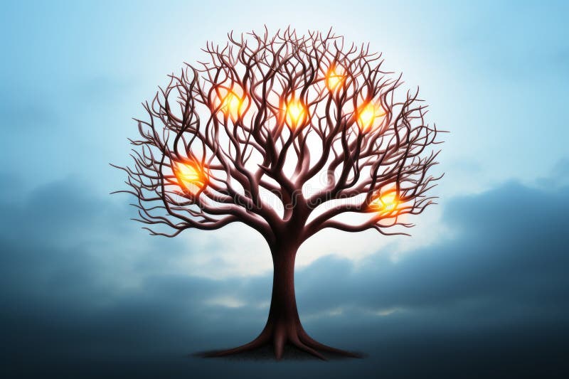 An Illustration of a Tree with Flames Coming Out of it Stock ...