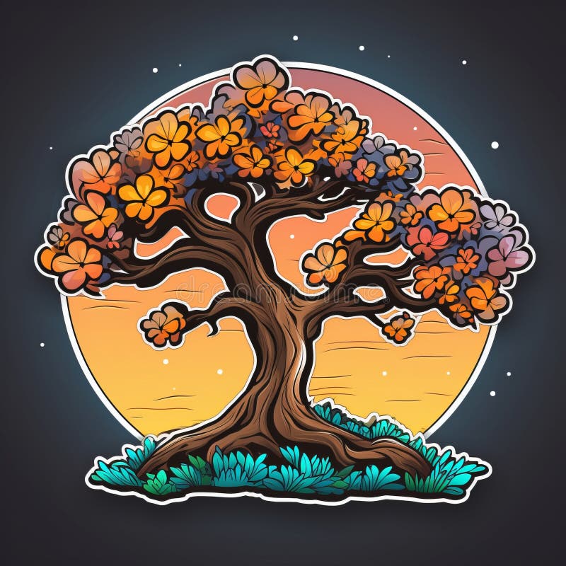 An Illustration of a Tree with Flowers on it Stock Illustration ...