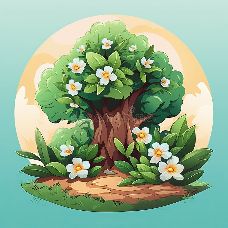 An Illustration of a Tree with Flowers on it Stock Illustration ...