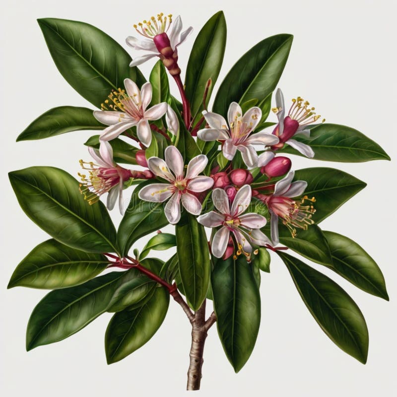 An Illustration of a Tree with Flowers Stock Photo - Image of leaves ...