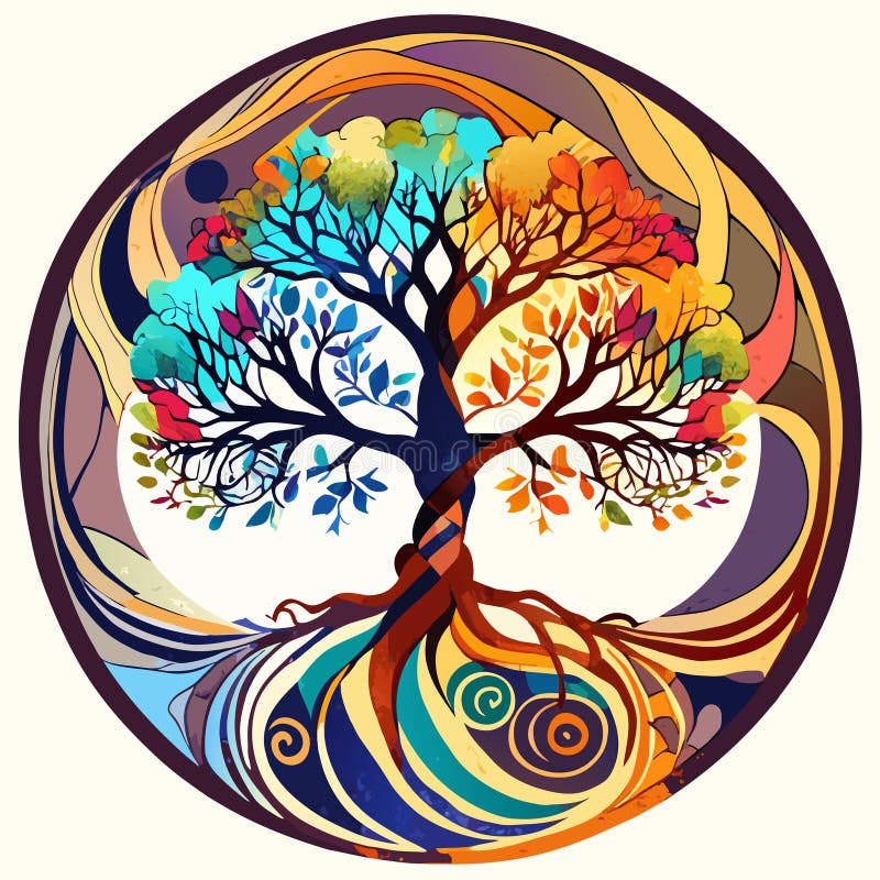 Illustration of a Tree in the Form of a Circle. Vector Illustration ...