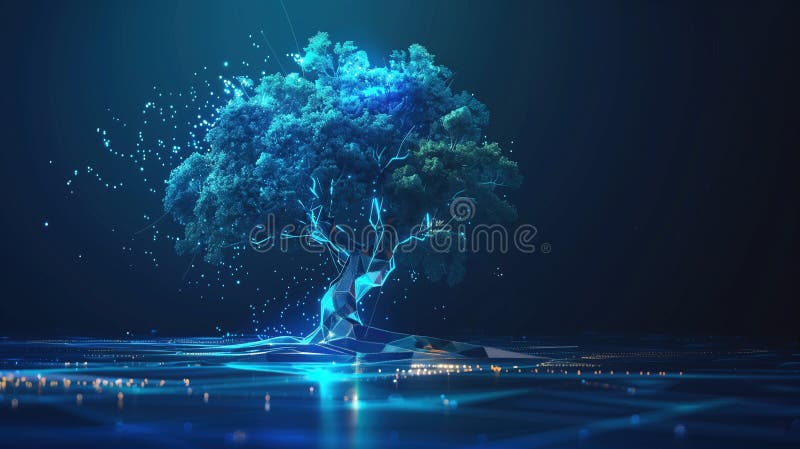 An Illustration of Tree Growth in a Digital Futuristic Polygonal Style ...