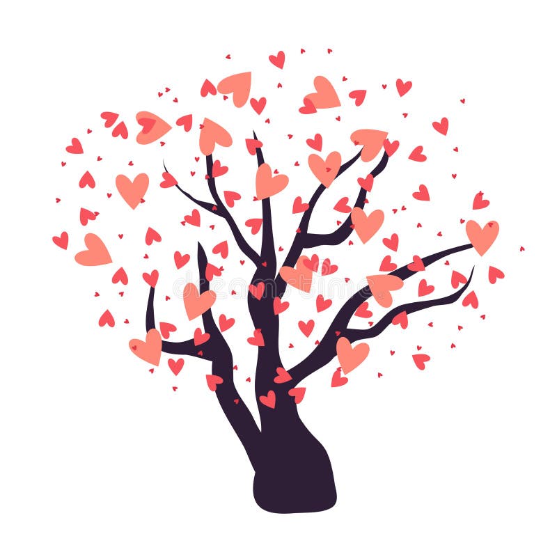 Tree with hearts stock vector. Illustration of romance - 265094520