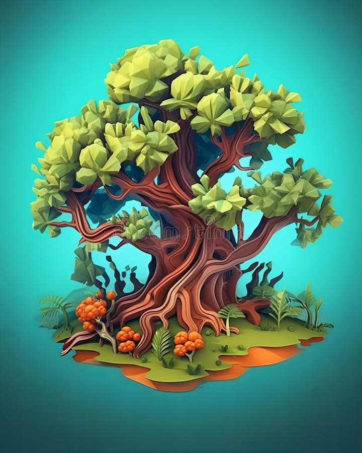 An Illustration of a Tree on an Island Stock Illustration ...