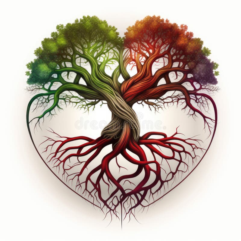 Illustration of Tree of Life with Its Roots Forming a Heart, Generative ...