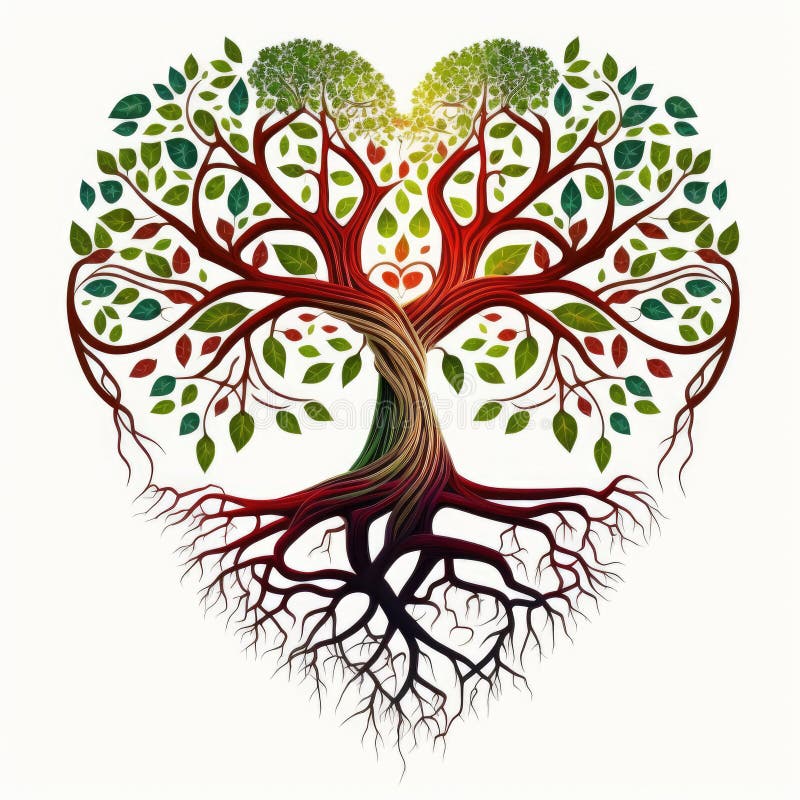 Tree Life Roots Forming Heart Stock Illustrations – 57 Tree Life Roots ...