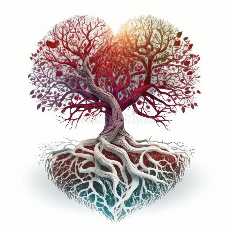 Illustration of Tree of Life with Its Roots Forming a Heart, Generative ...