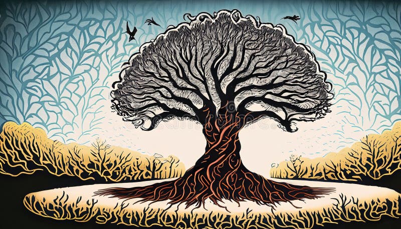 Illustration of the Tree of Life. Root of the Tree Stock Illustration ...