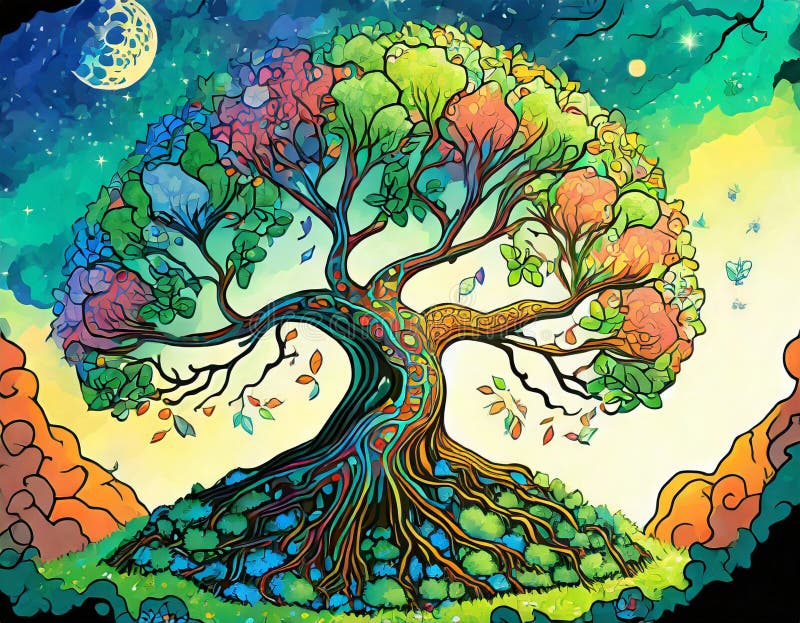 Illustration of the Tree of Life. Root of the Tree Stock Illustration ...