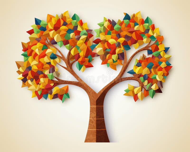 An Illustration of a Tree Made Out of Colorful Paper Stock Illustration ...