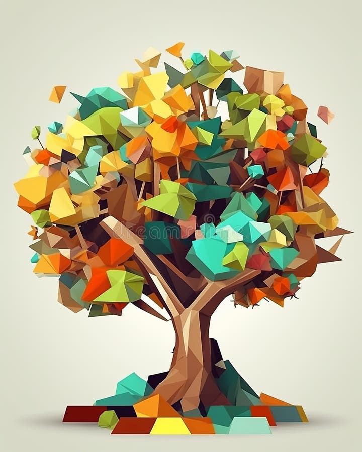 An Illustration of a Tree Made Out of Colorful Triangles Stock ...