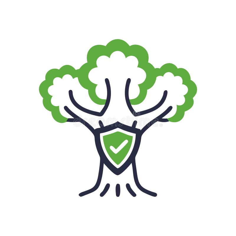 Secure Tree Icon with Check Mark: Environmental Protection and Safety ...