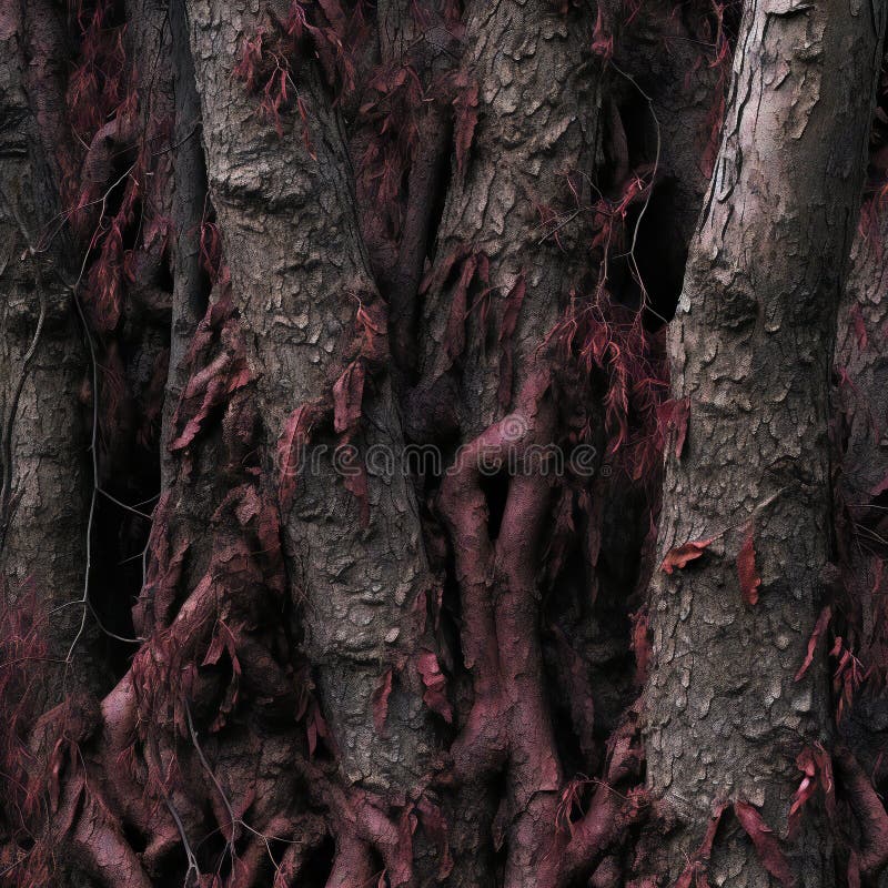 A Tree with Red Roots in the Forest Stock Illustration - Illustration ...