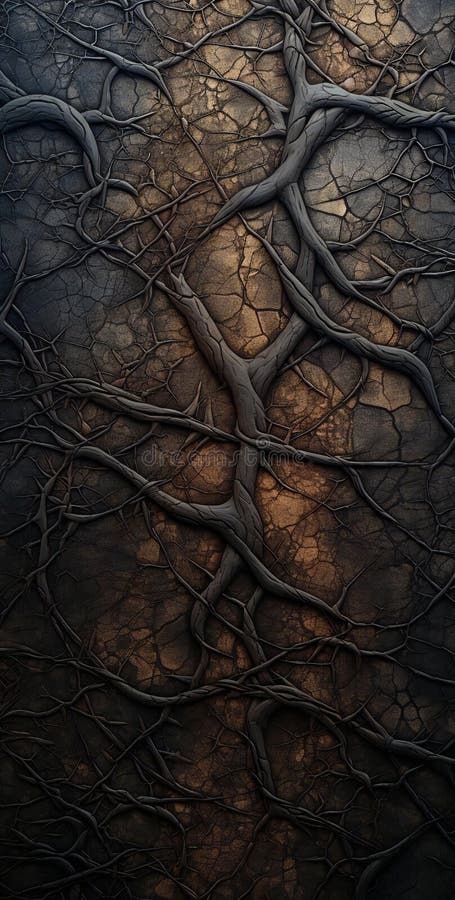 Illustration of Tree Roots in a Dark Landscape Background Stock ...