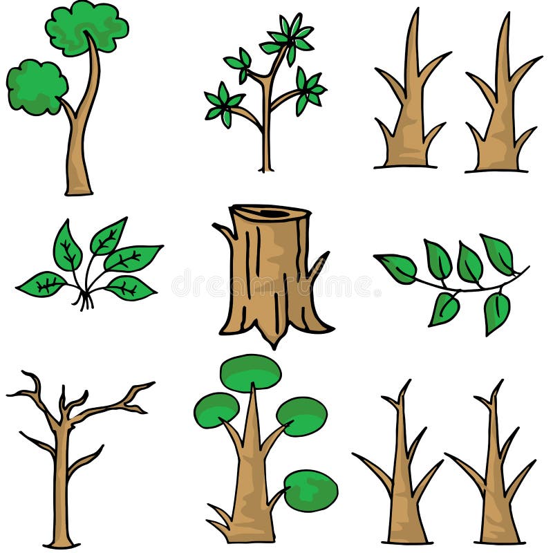 Illustration of Tree Set Doodles Stock Vector - Illustration of ...