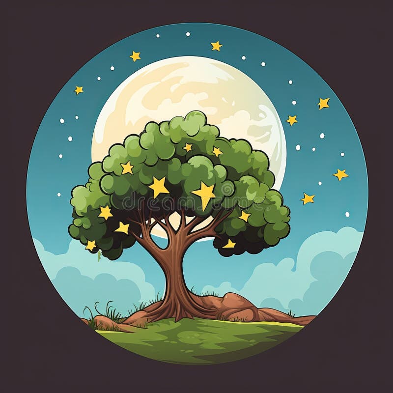 An Illustration of a Tree with Stars on it Stock Illustration ...