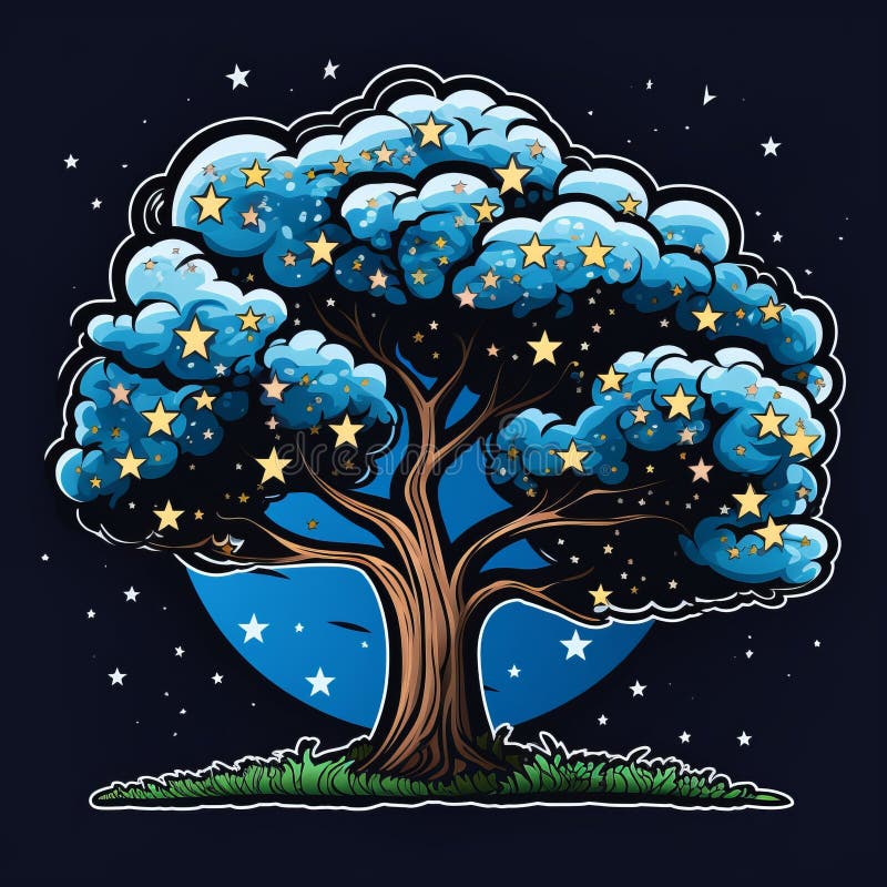 An Illustration of a Tree with Stars on it Stock Illustration ...