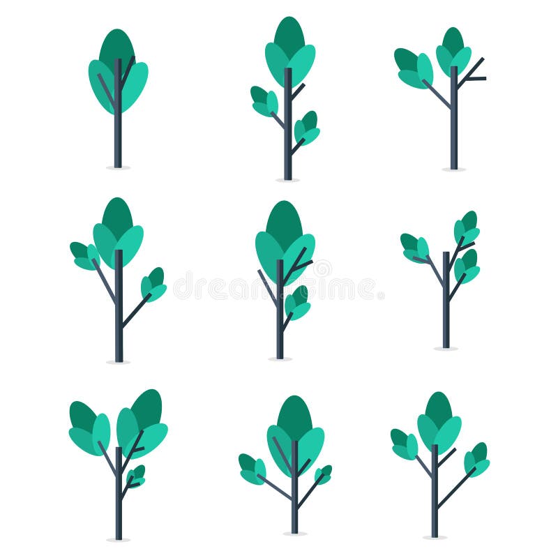 Illustration of Tree Style Set Stock Vector - Illustration of floral ...