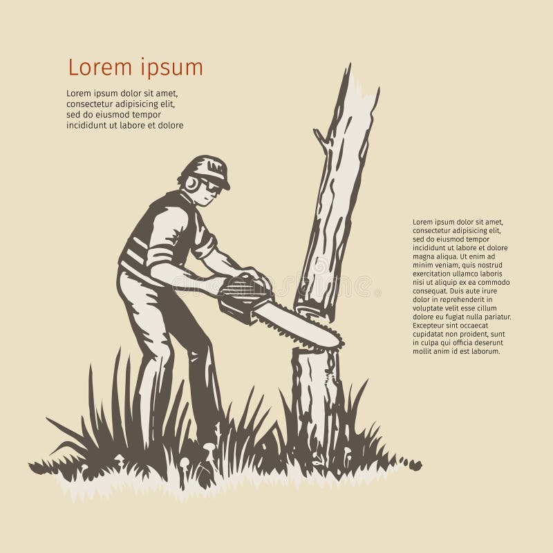 Illustration of a Tree Surgeon Arborist Trimmer Pruner Cutting with ...
