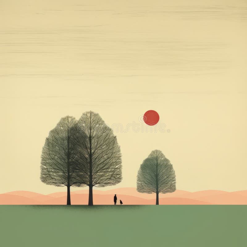 Nostalgic Minimalism: a Serene Journey through the Grassy Field Stock ...