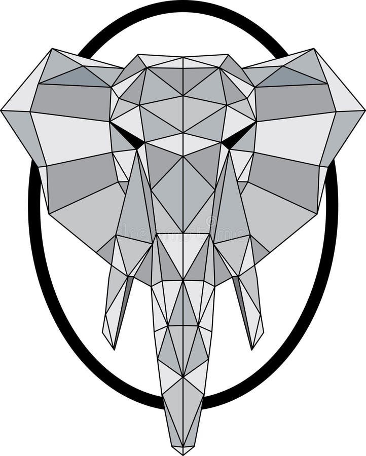 Illustration Triangle Line of Elephant with Circle Stock Illustration ...