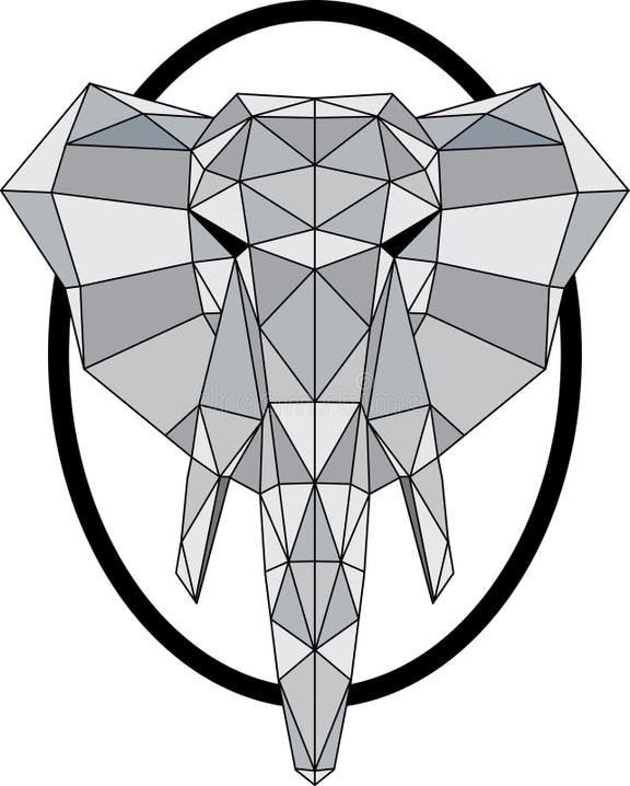 Illustration Triangle Line of Elephant with Circle Stock Illustration ...