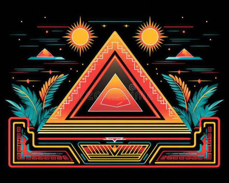 An Illustration of a Triangle with a Sun and Palm Trees in the ...