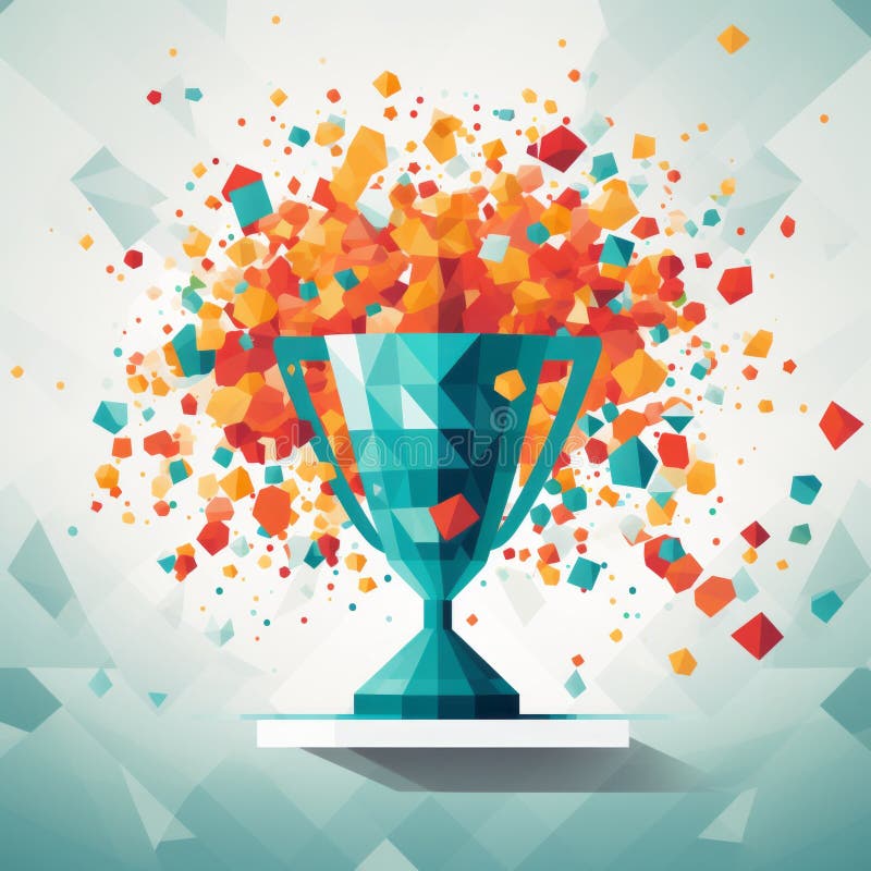 An Illustration of a Trophy Cup with Colorful Cubes Stock Illustration ...