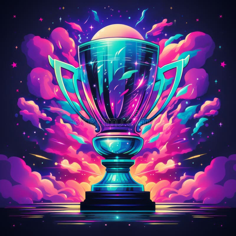 An Illustration of a Trophy on a Dark Background Stock Illustration - Illustration of shiny ...