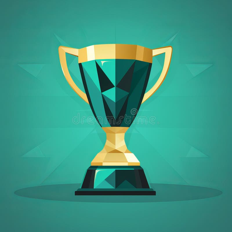 An Illustration of a Trophy on a Green Background Stock Illustration ...
