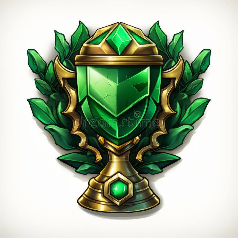An Illustration of a Trophy with Green Gems on it Stock Illustration ...