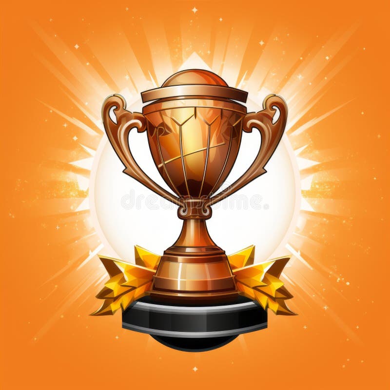 An Illustration of a Trophy on an Orange Background Stock Illustration ...