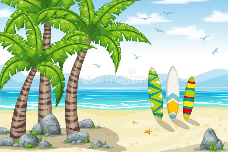 Illustration of a Tropical Coastal Landscape Stock Vector ...