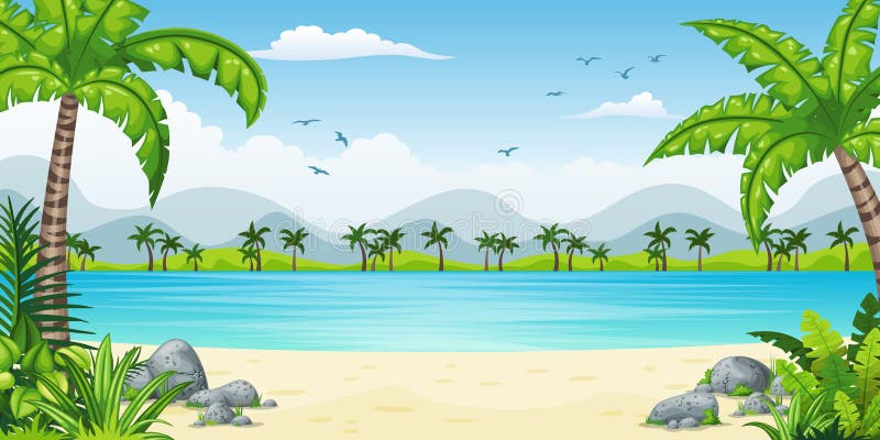 Illustration of a Tropical Coastal Landscape Stock Vector ...