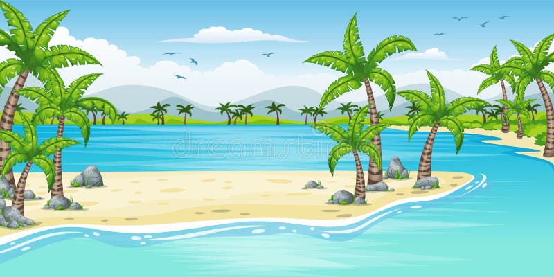 Illustration of a Tropical Coastal Landscape Stock Vector ...