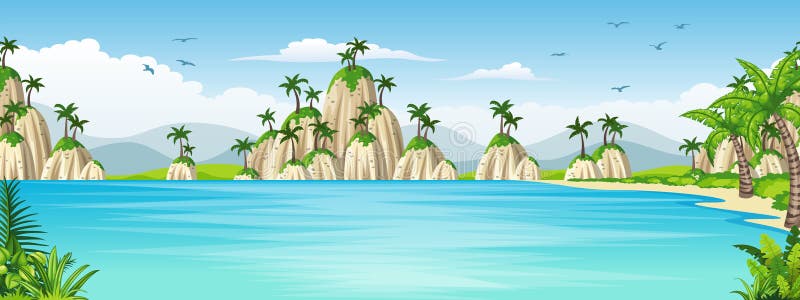 Illustration of a Tropical Coastal Landscape Stock Vector ...