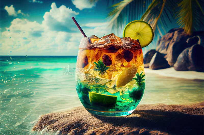 Illustration of the Tropical Cocktail Stock Illustration - Illustration ...