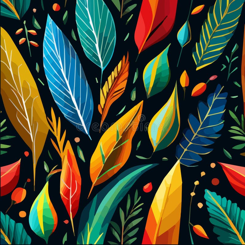 Illustration of Tropical Colorful Plants in the Form of a Patern ...