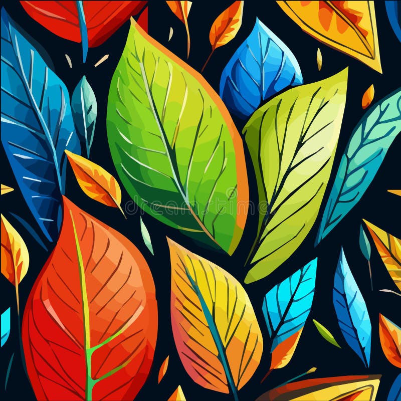 Illustration of Tropical Colorful Plants in the Form of a Patern ...