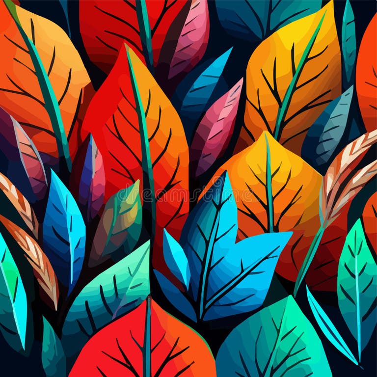 Illustration of Tropical Colorful Plants in the Form of a Patern ...