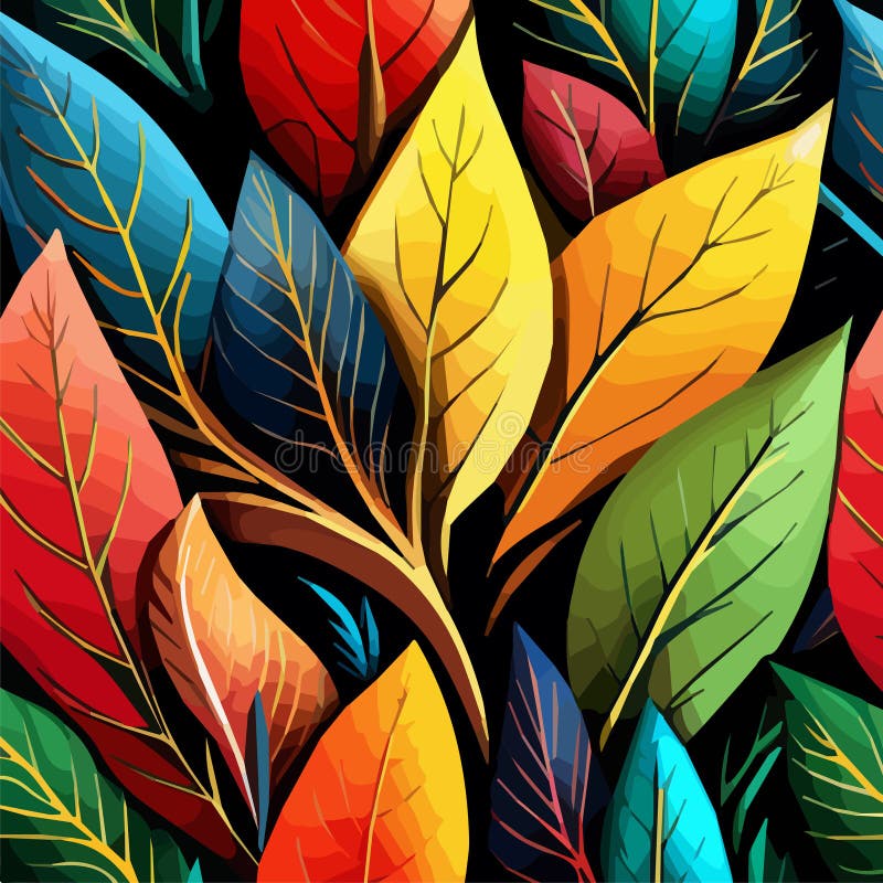 Illustration of Tropical Colorful Plants in the Form of a Patern ...