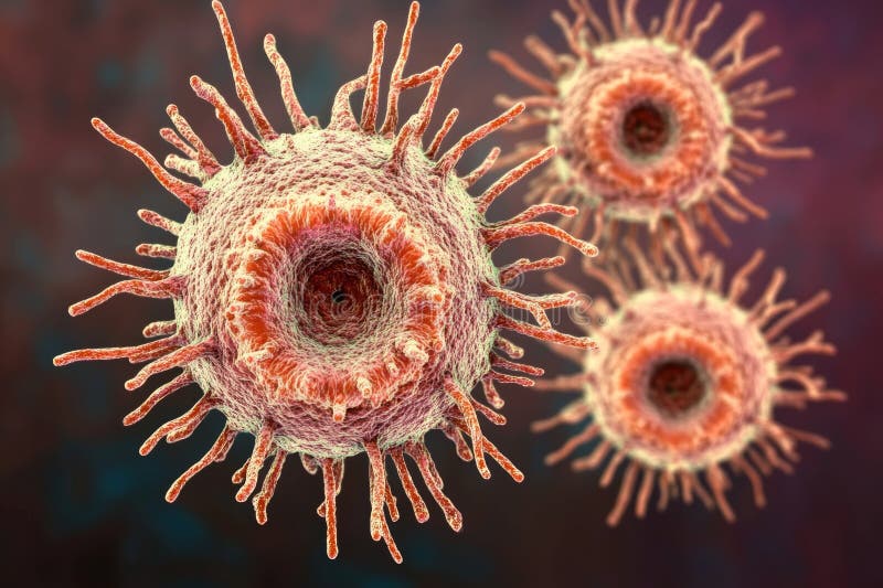 Illustration of Tumor Cell Destruction through a Series of 3D Images ...