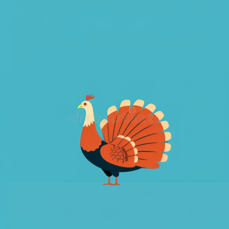 An Illustration of a Turkey on a Blue Background Stock Illustration ...